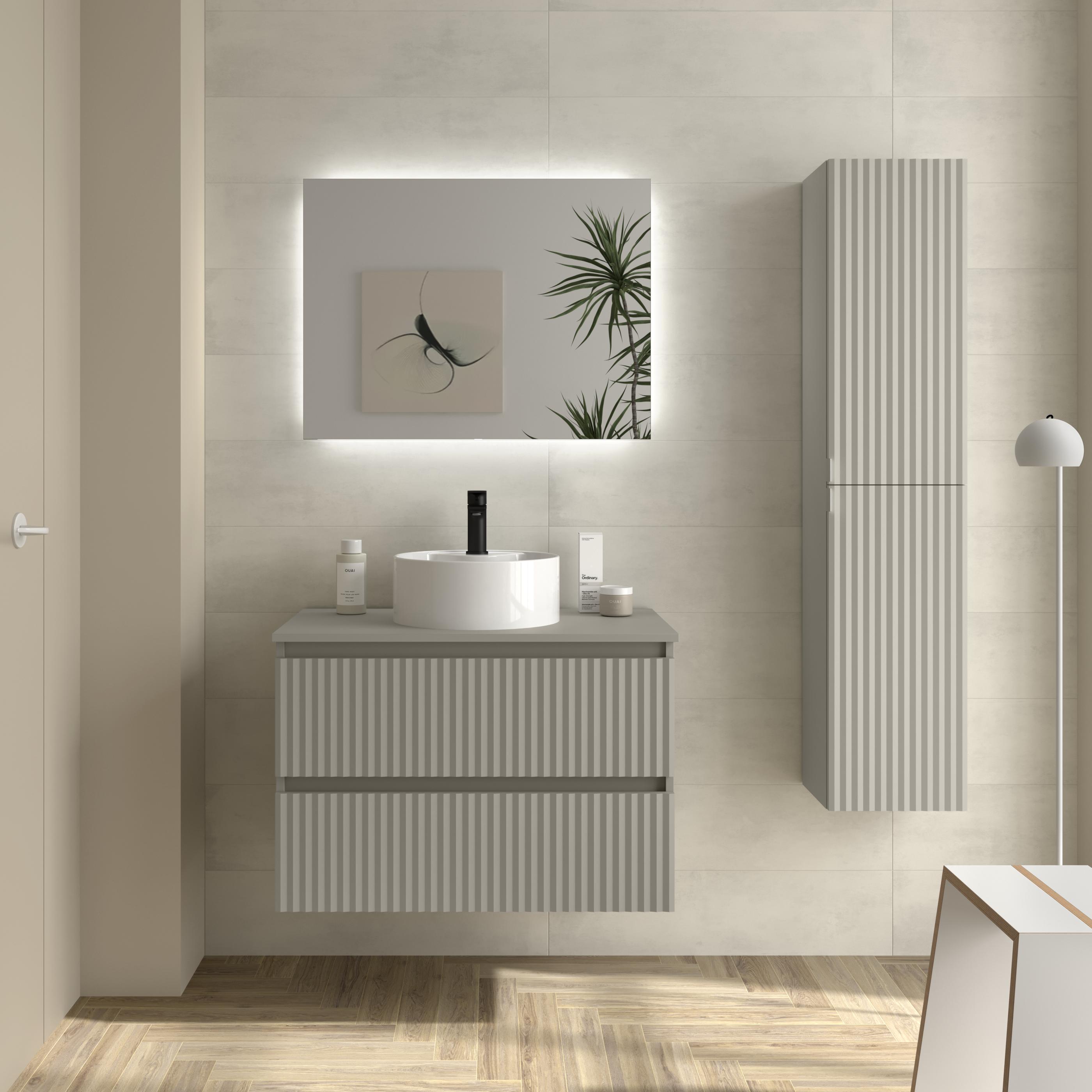 Vanity Unit KIRA Matte grey 70cm 2 drawers Countertop Basin single sink ...
