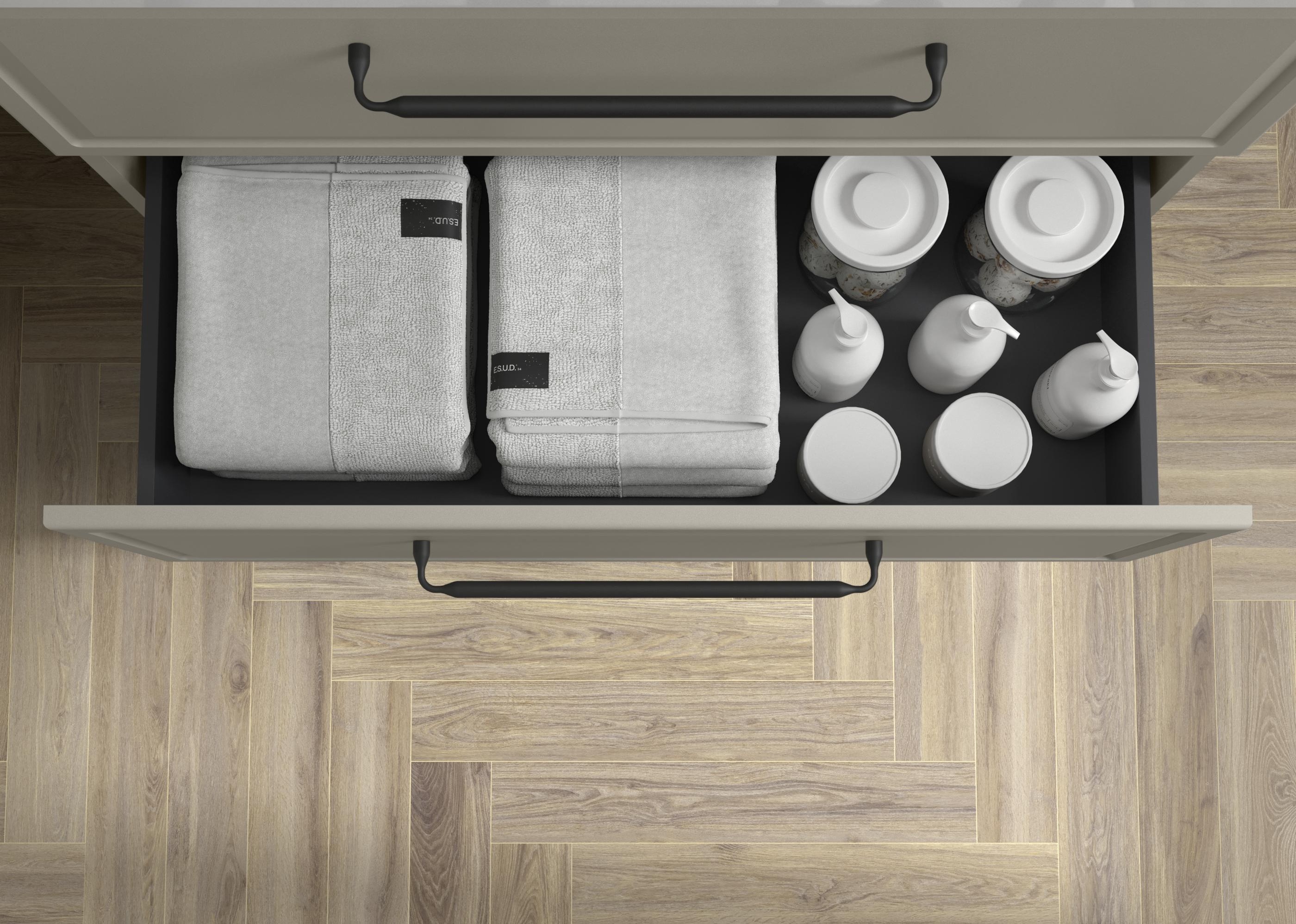 Vanity Unit RUNA Matte grey 80cm 2 drawers Basin single sink Ceramic