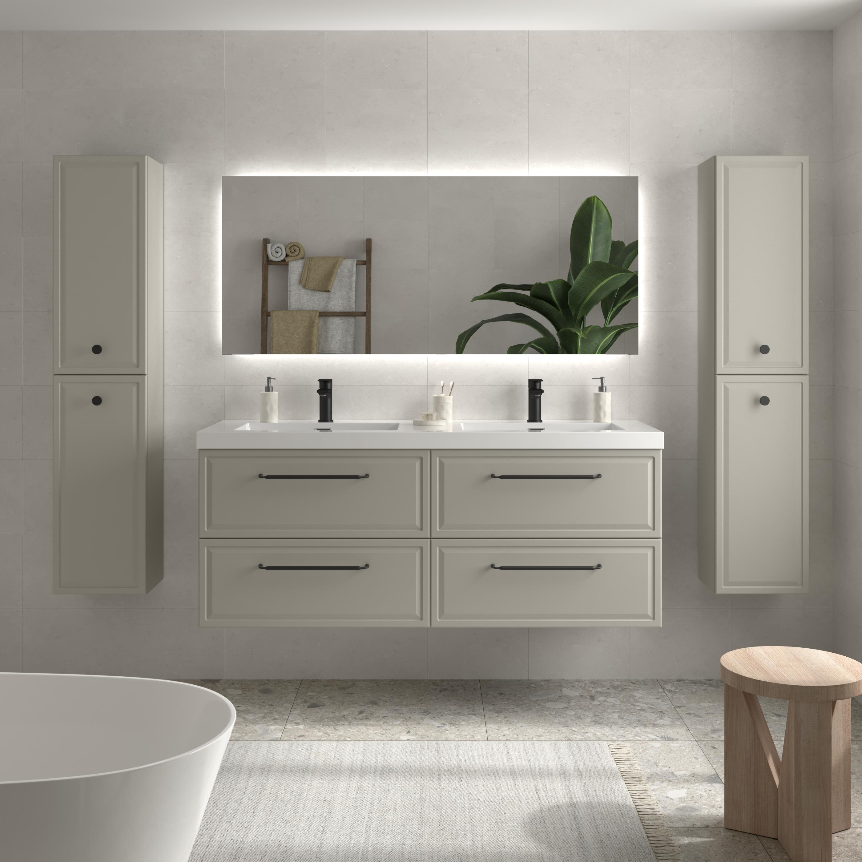 Vanity Unit RUNA Matte grey 140cm 4 drawers Toscana Basin double sink ...