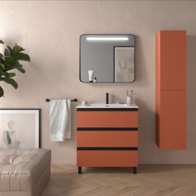 Mueble de baño SPIRIT 800 3 cajones metálicos TERRACOTA 797 x 810 x 450 mm