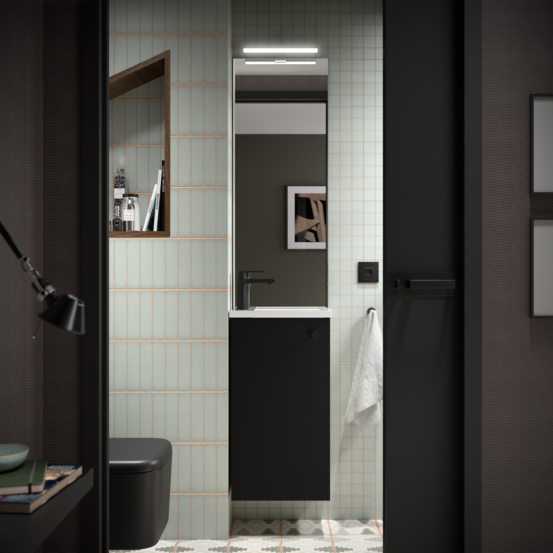 Mueble de baño MARVILLE BLACK SATIN + Lavabo