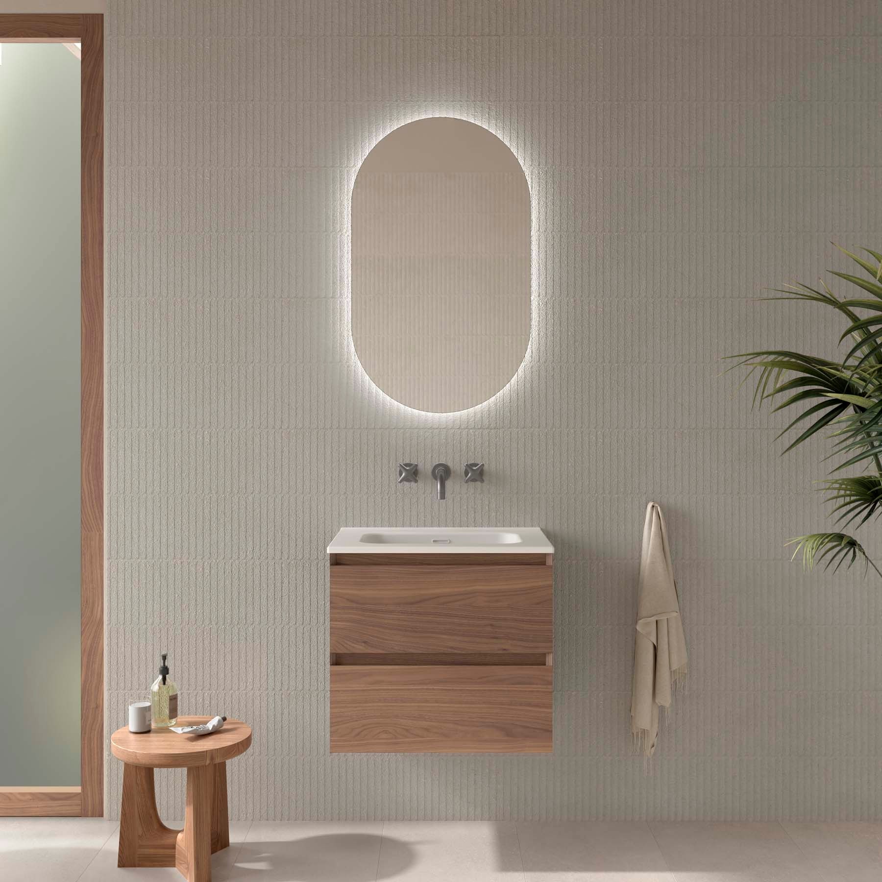 Mueble de baño MARA 600 2 cajones con freno NOGAL AMERICANO 598 x 540 x ...