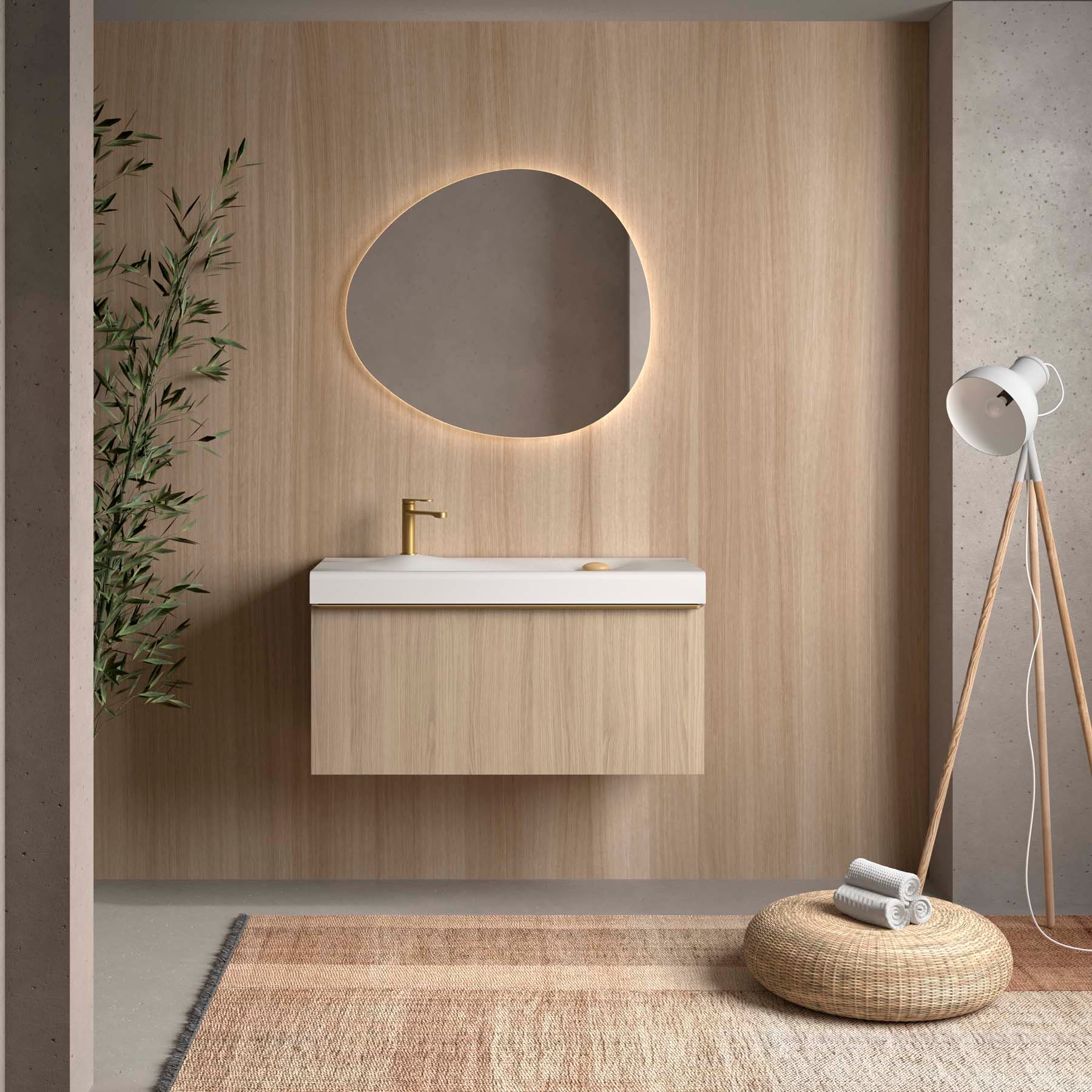 OCEAN 1000 bathroom furniture 1 drawer with interior drawer Sienna Oak