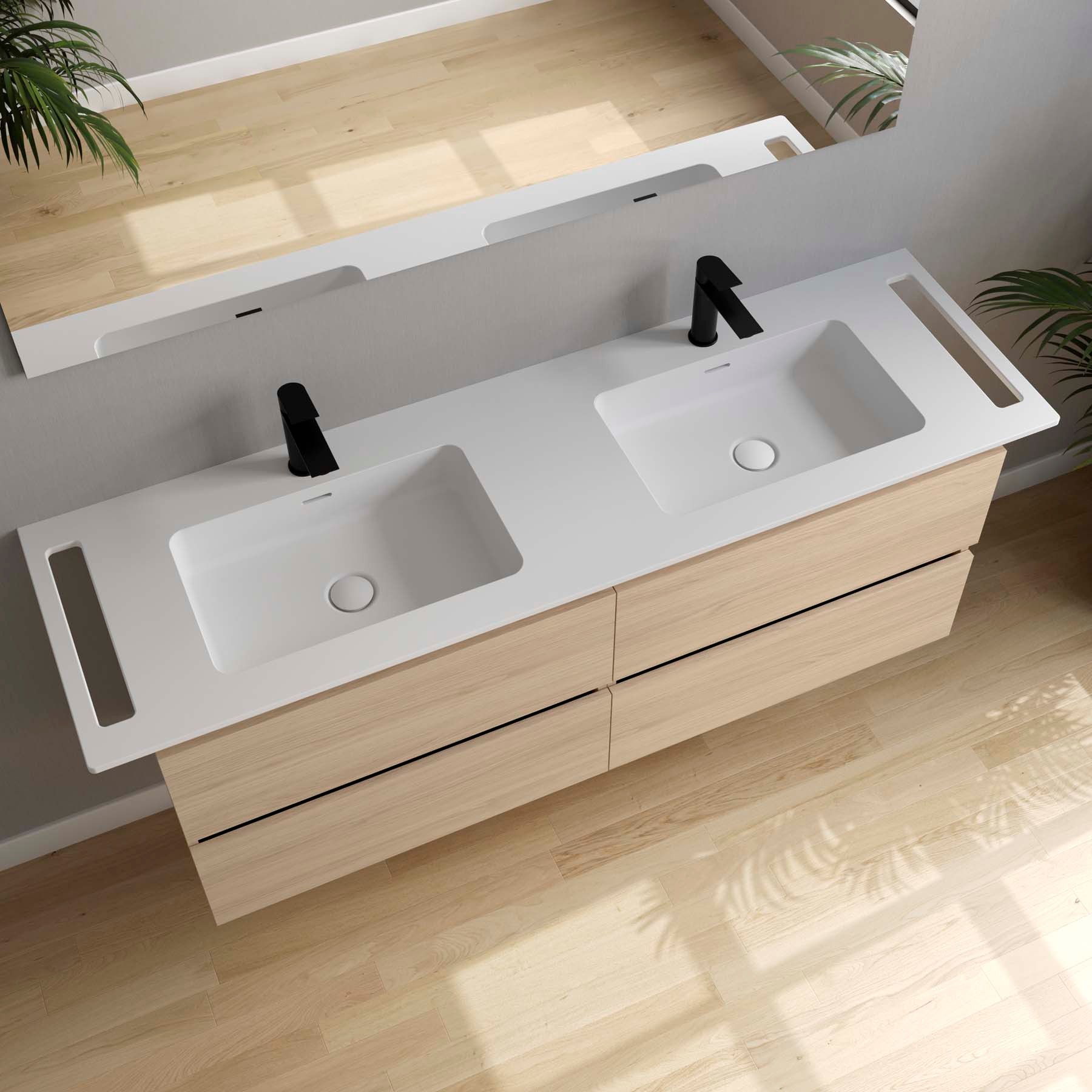 NAILA PLUS 2 Solid Surface Matte White Sinks 1311-1410