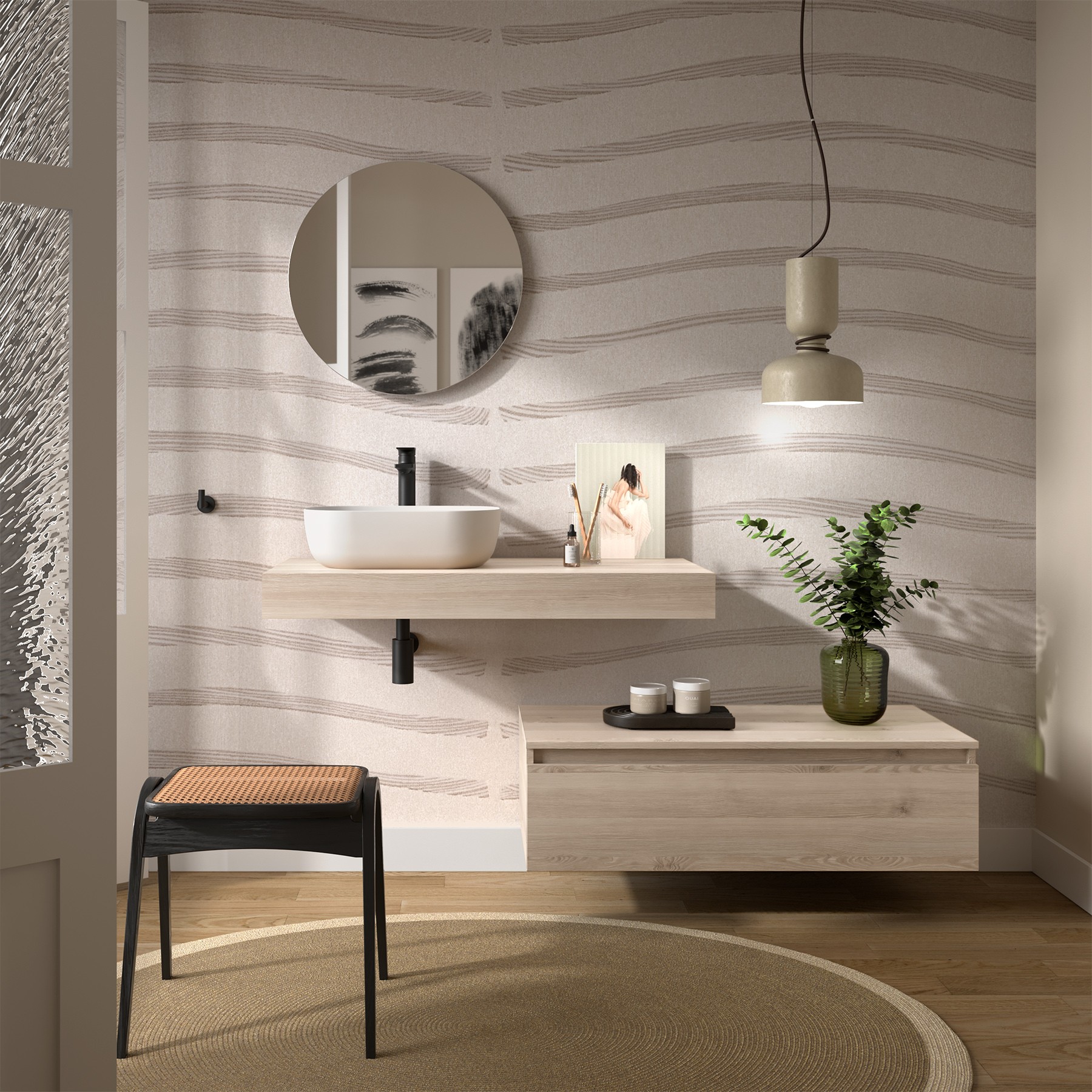 Set DOMUS 1000 Storage unit 1 drawer and Worktop NATURAL