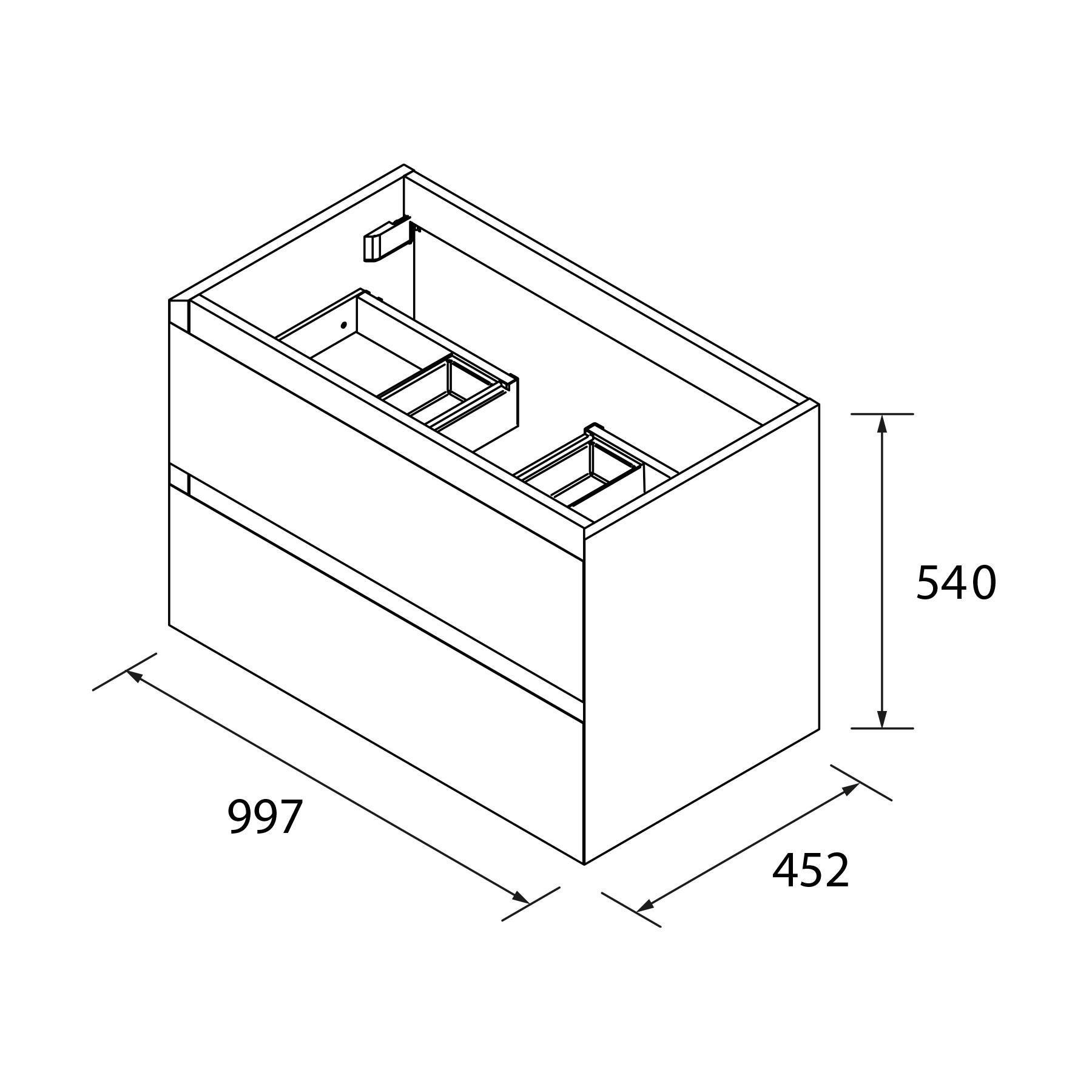 Bathroom Furniture MARA 1000 2 soft-close drawers EUROPEAN OAK 997 x ...