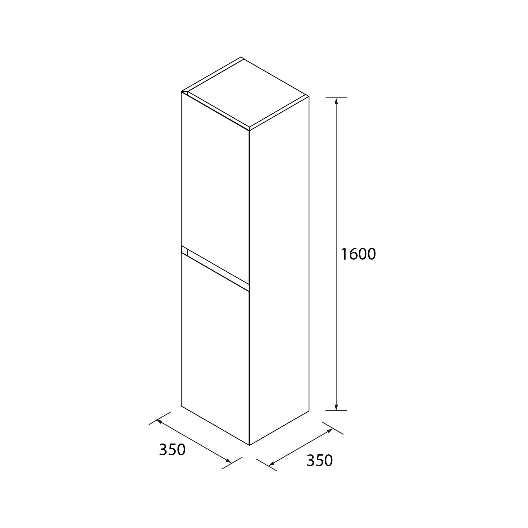 Column MARA 2 doors OCEANIC EUCALYPTUS 350 x 1600 x 350 mm