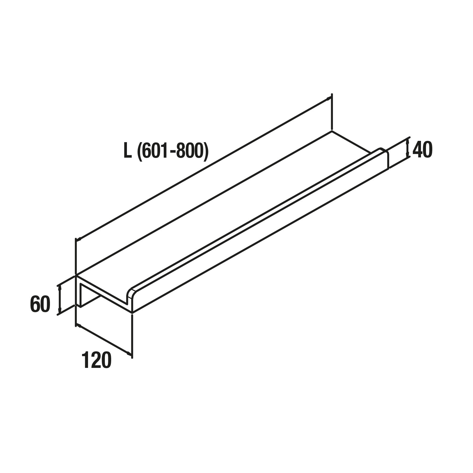 Shelf 601 - 800 mm SOLID SURFACE