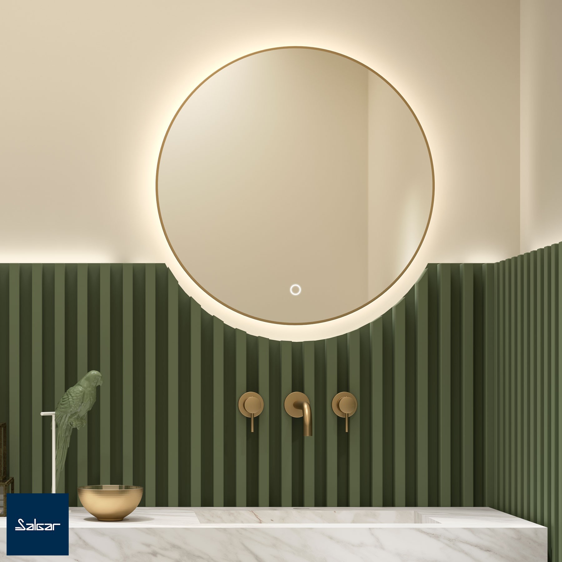 Spiegel GLOBE 600 Rund Mit LED-Beleuchtung mit Sensor (11 W - 40000ºK ...