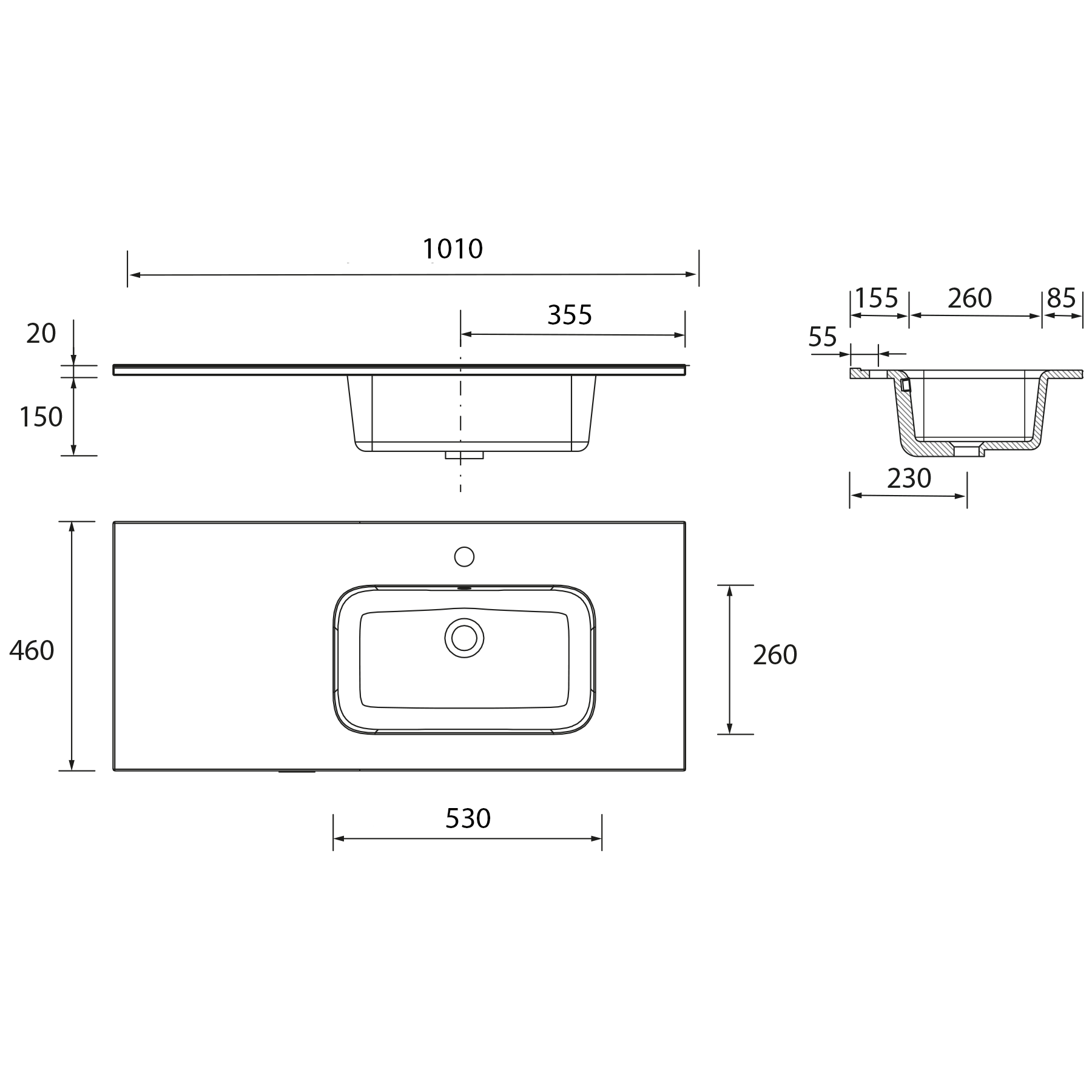 Lavabo CONSTANZA 1000 modulo alla sinistra senza sifone ne scarico ...