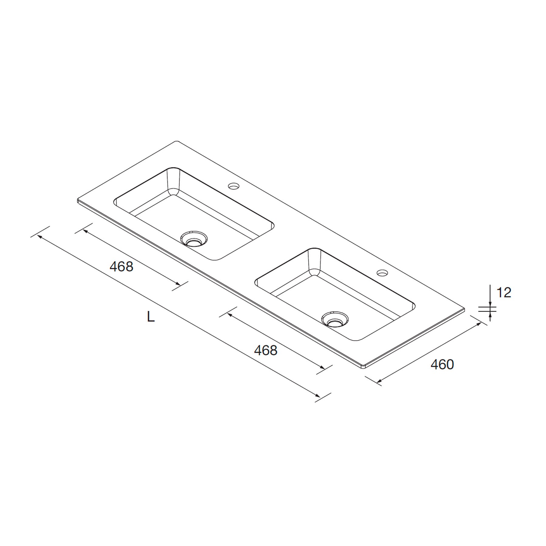 Vasque sur mesure NAILA 1200/1500 de 1200 1500 avec deux vasques avec ...