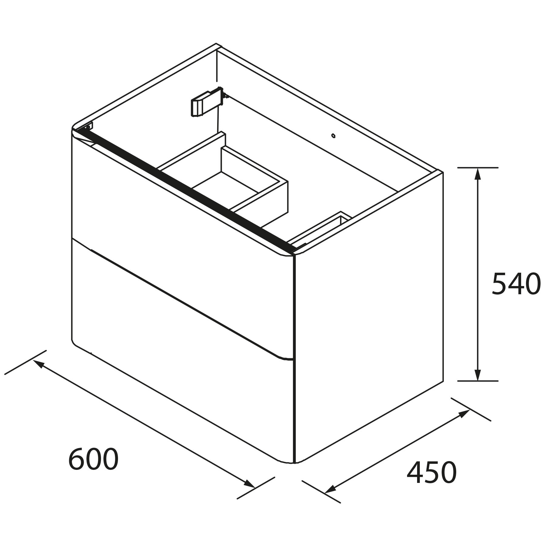 Vanity unit UNIIQ 600 2 soft close drawers SOL 598 x 540 x 450 mm