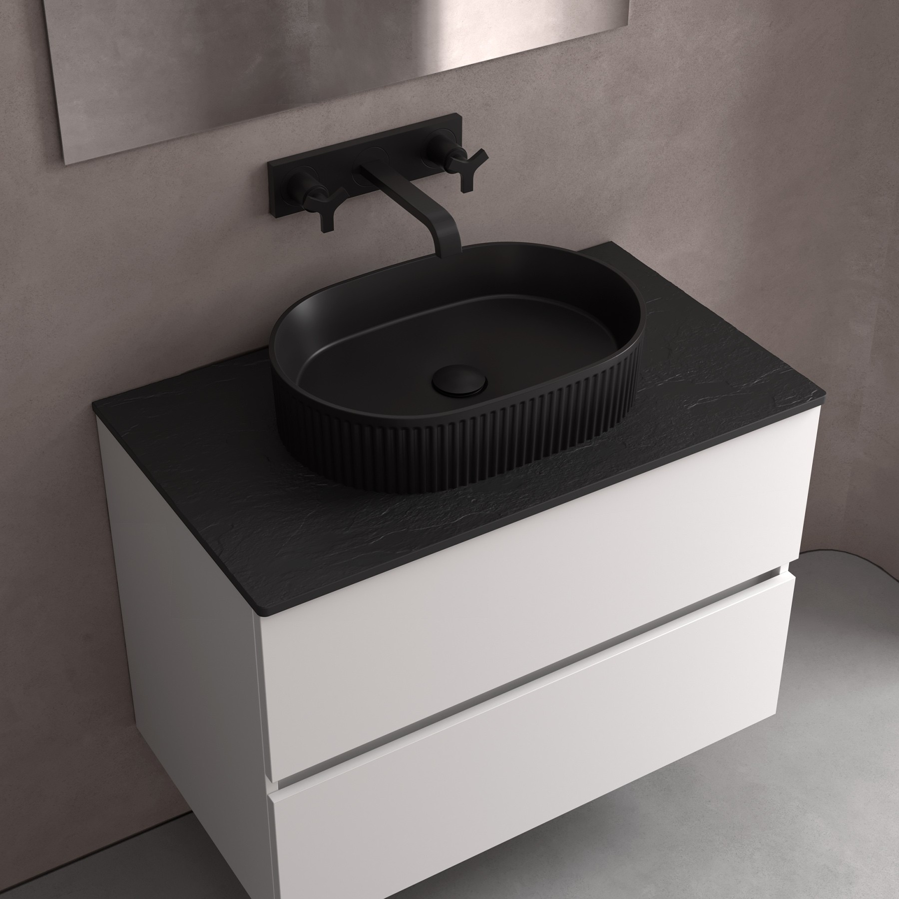 Countertop basin VENICE MATT BLACK 480 x 325 x 110 mm