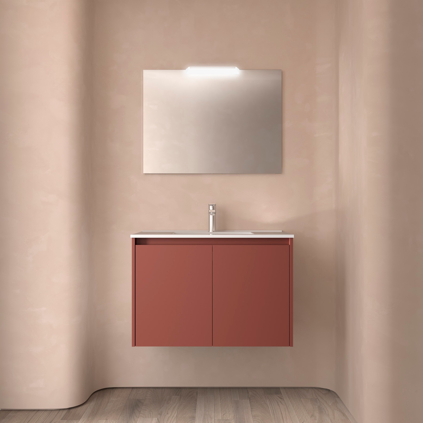 Vanity unit NOJA 800 2 doors RED SATIN + Basin