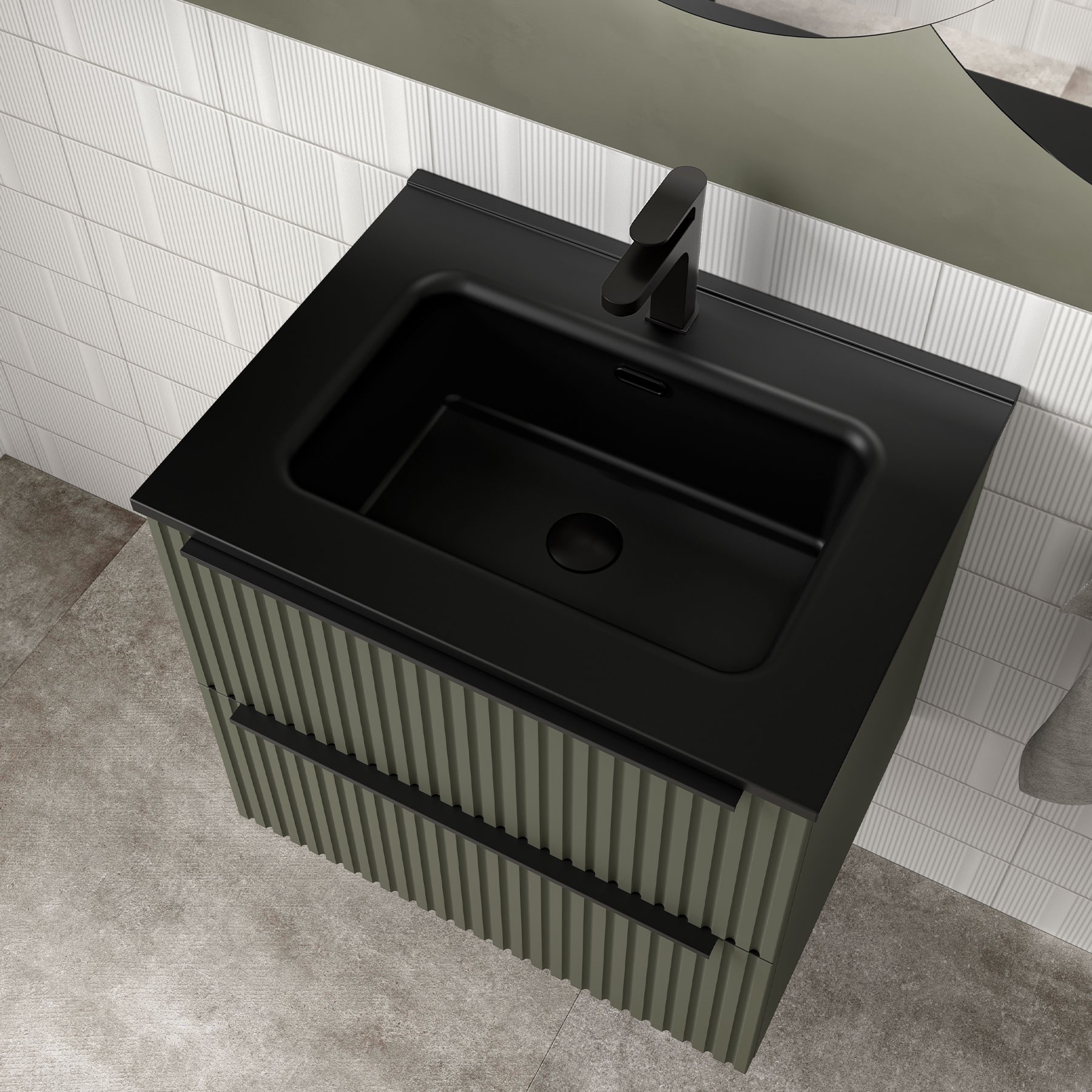 Lavabo CONSTANZA 1000 sans siphon et bonde clic-clac NOIR MAT 1010 x 20 ...