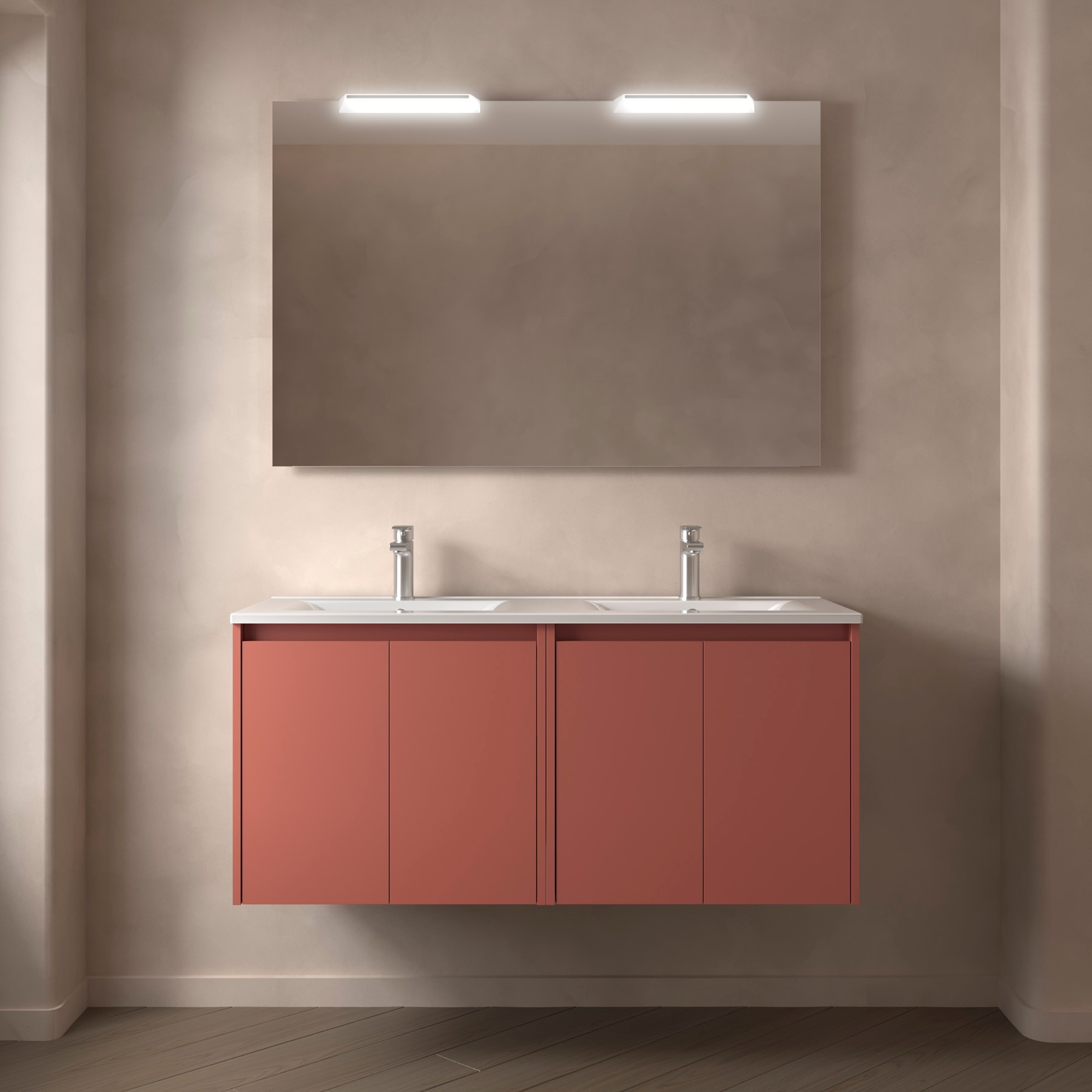 Vanity unit NOJA 1200 4 doors RED SATIN + Basin