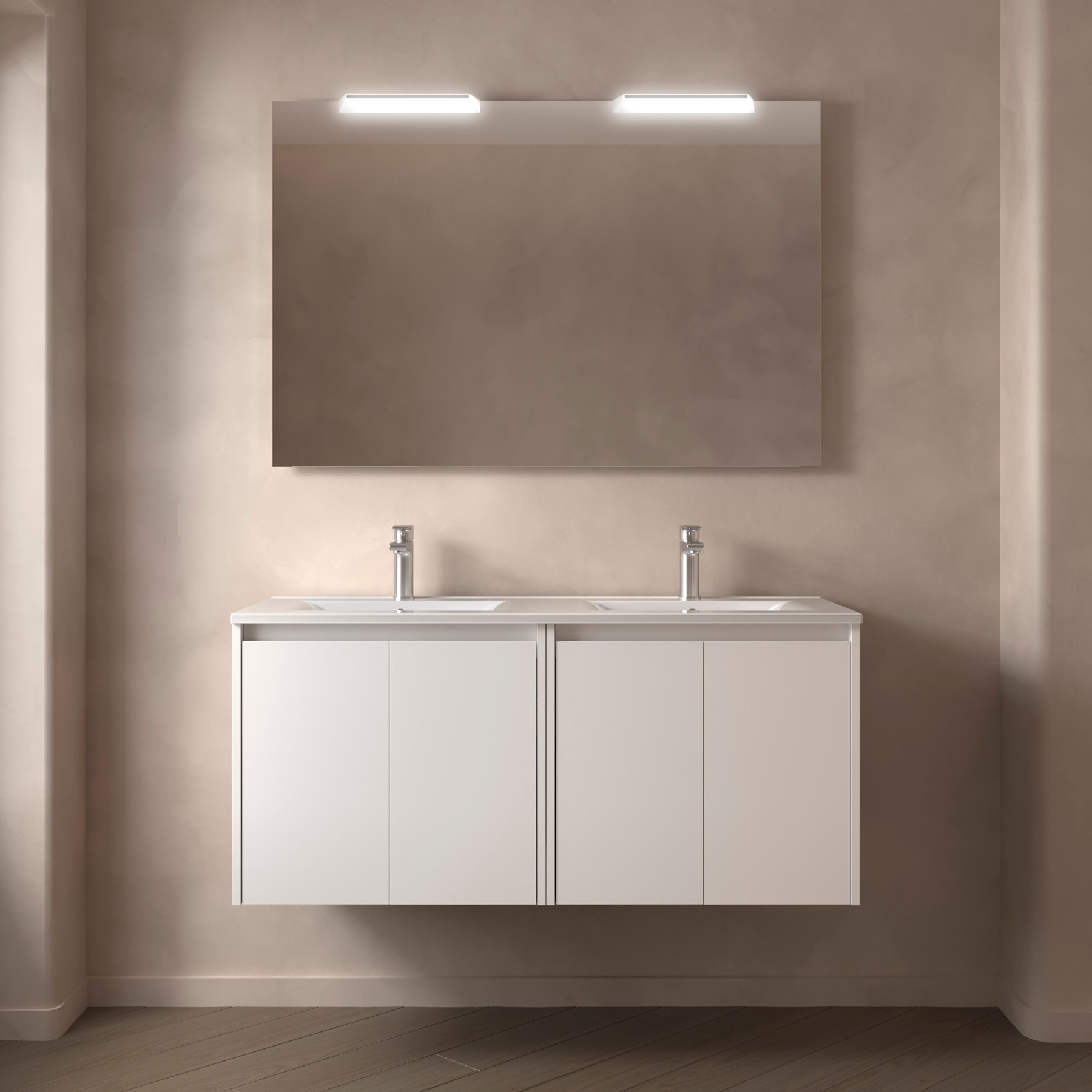 Vanity unit NOJA 1200 4 doors WHITE SATIN + Basin