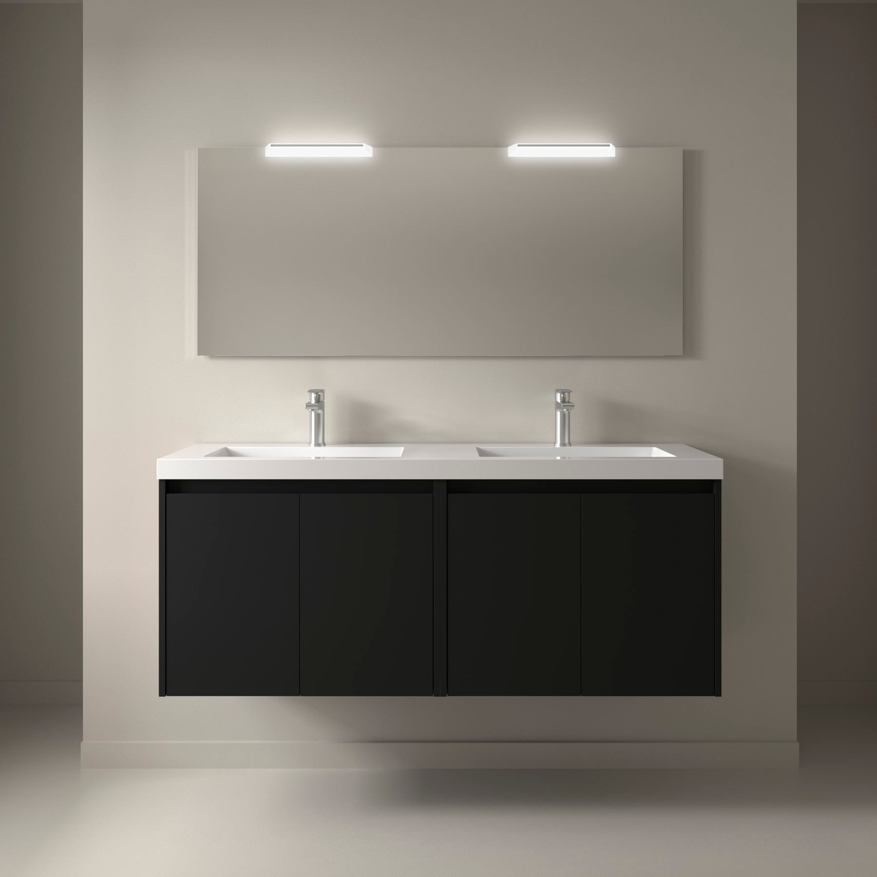 Mueble de baño NOJA 1400 4 puertas BLACK SATIN + Lavabo