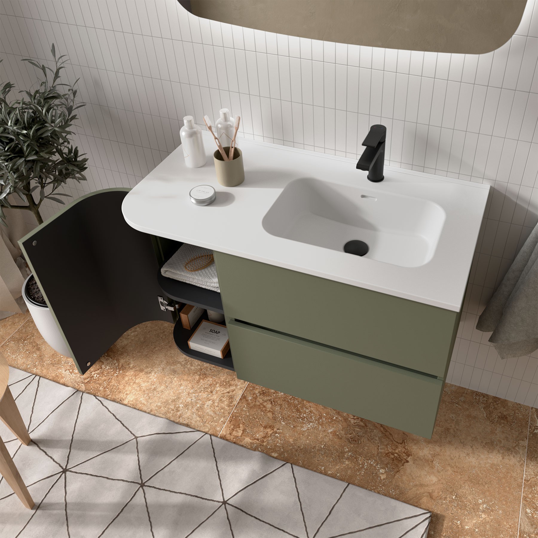 Sink CONSTANZA 900I for curved storage unit, without siphon and clicker ...