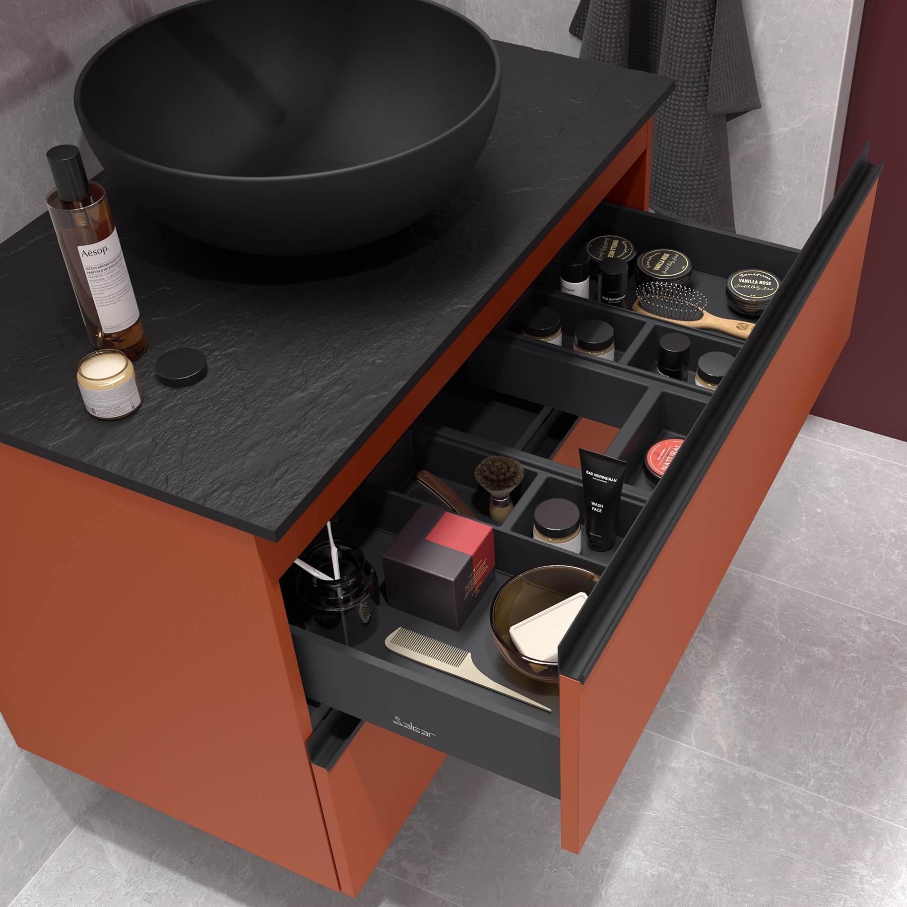 Mueble de baño SPIRIT 800 2 cajones metálicos TERRACOTA 797 x 540 x 450 mm