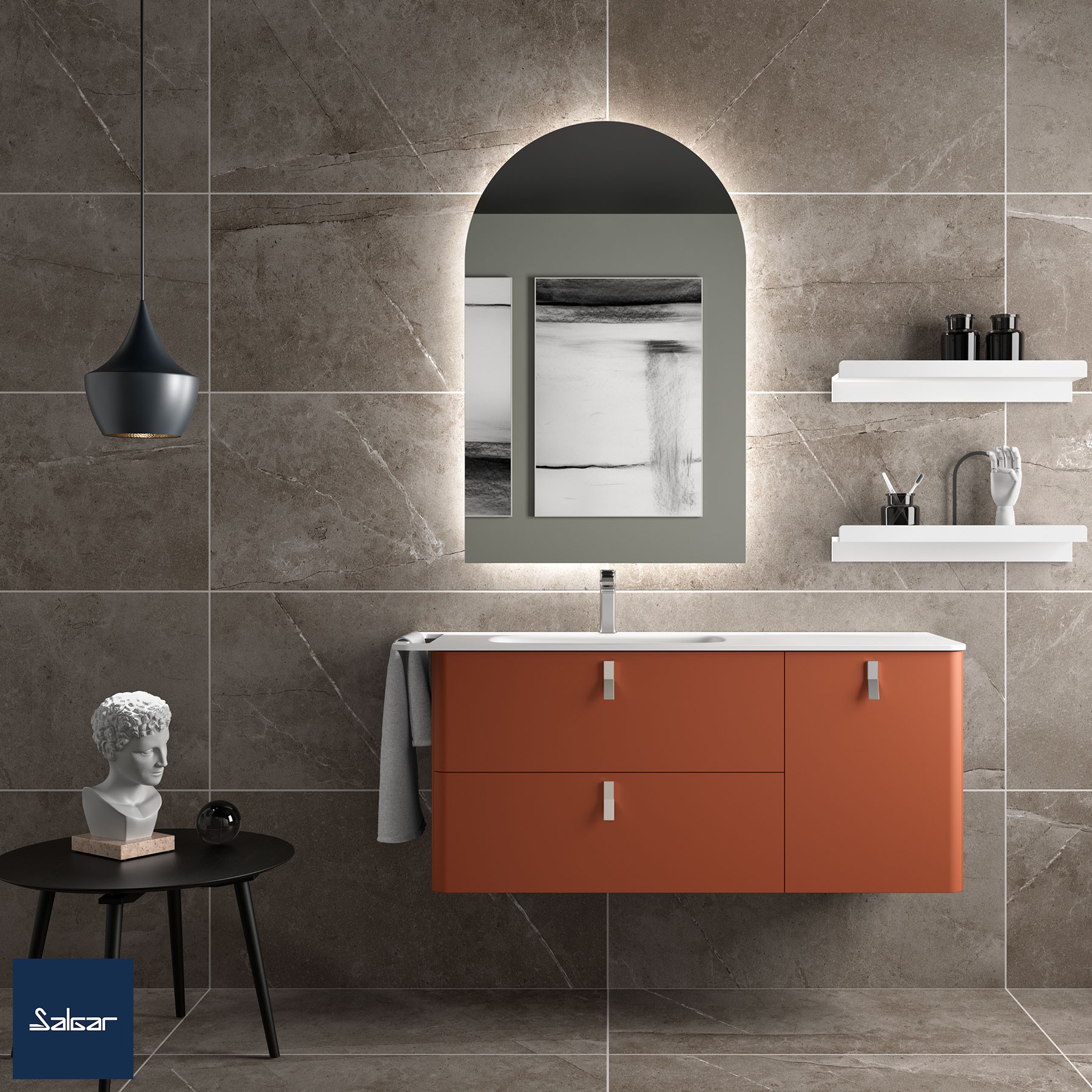 Mueble de baño UNIIQ 1200 derecho TERRACOTA
